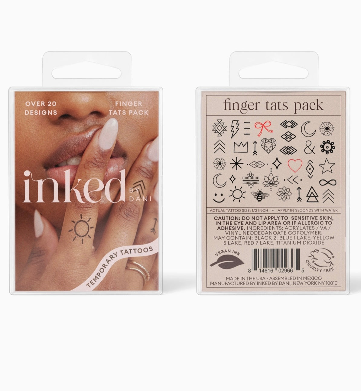 INKED By Dani- Finger Tattoos Temporary Tattoo Pack – Blank Canvas Showroom